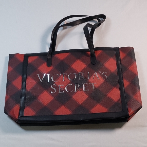Victoria's Secret | Bags | Victorias Secret Bold Red And Black Plaid ...